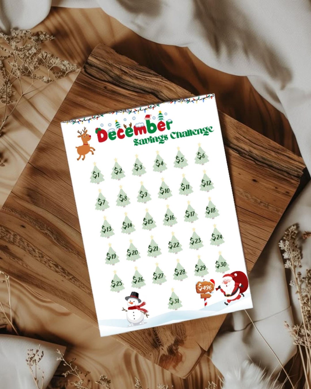 December Savings Challenge | Printable Monthly Budget Tracker | Instant ...