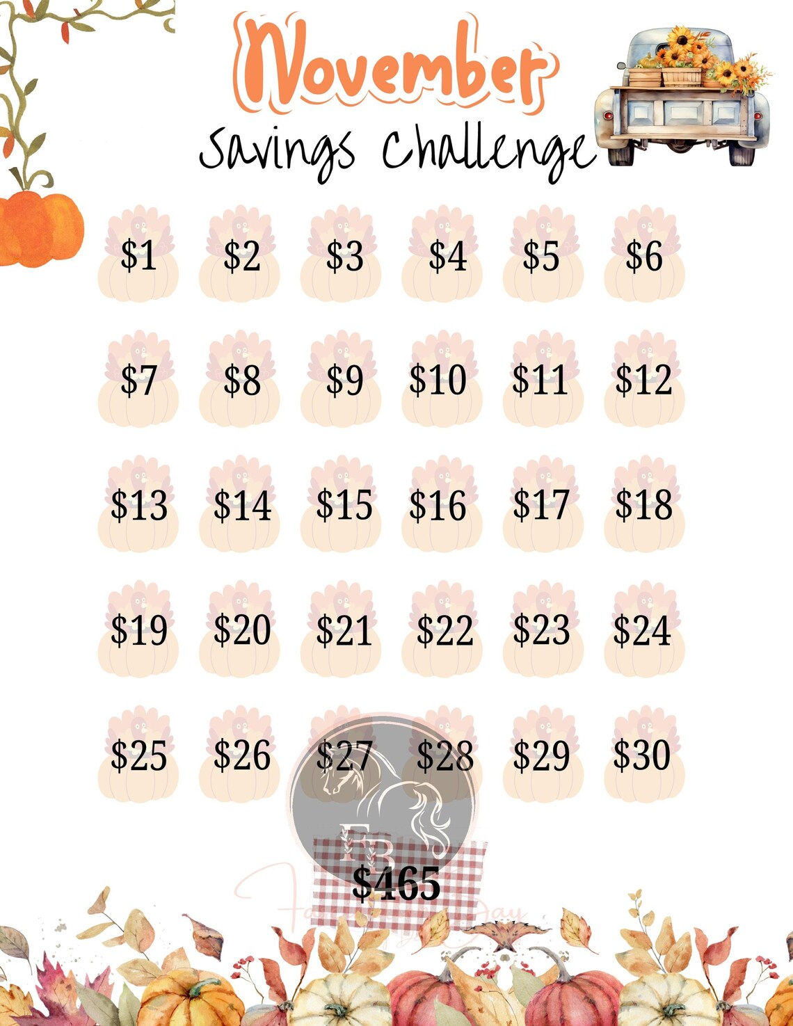 November Savings Challenge | Monthly Savings Challenge | Instant ...