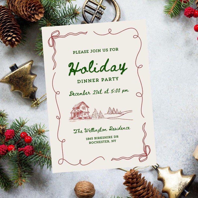 Holiday Dinner Party Invitation - Etsy