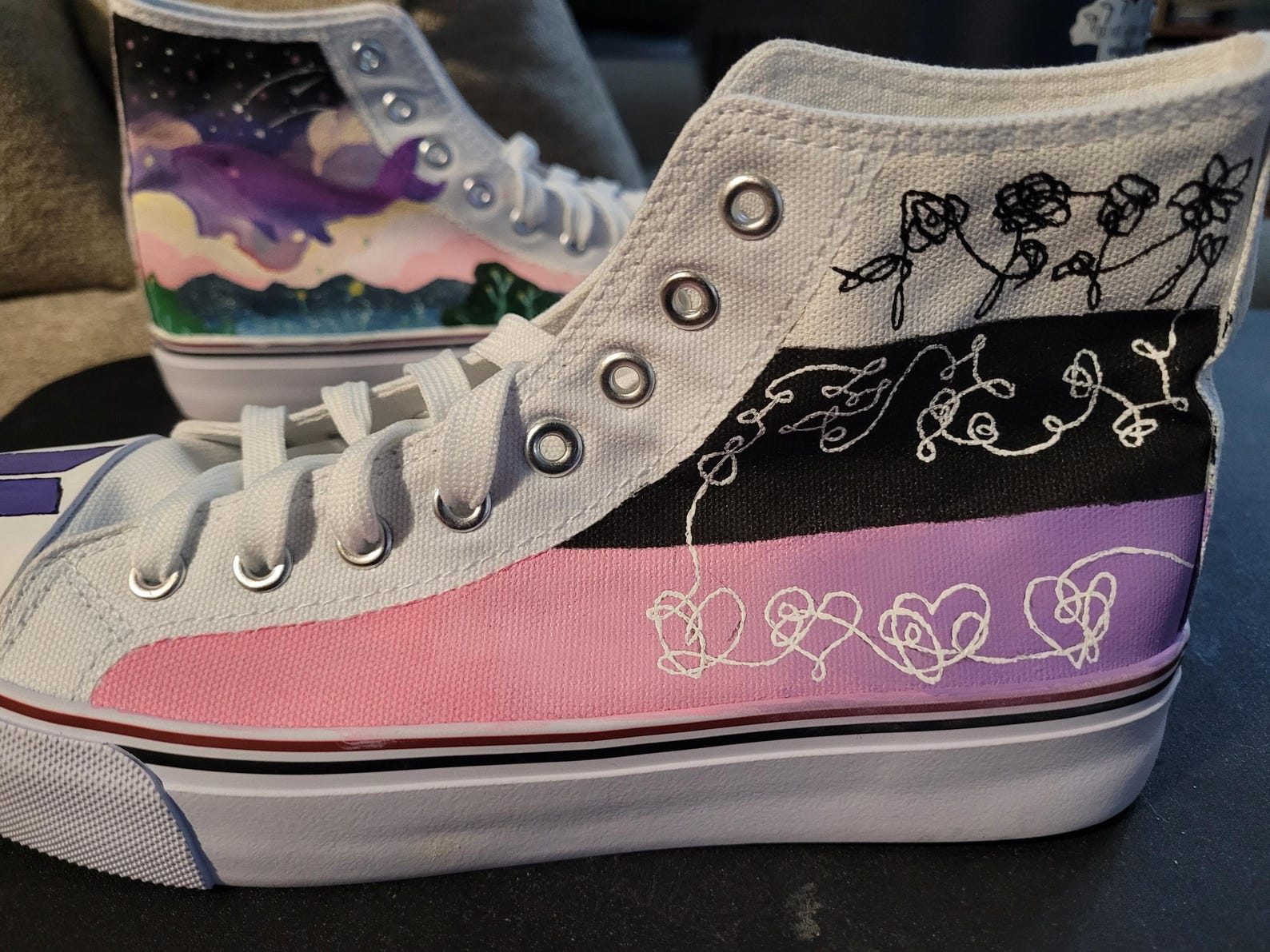 BTS Fandom Inspired Hand-painted Shoes! One-of-a-kind, Unique and Ready ...