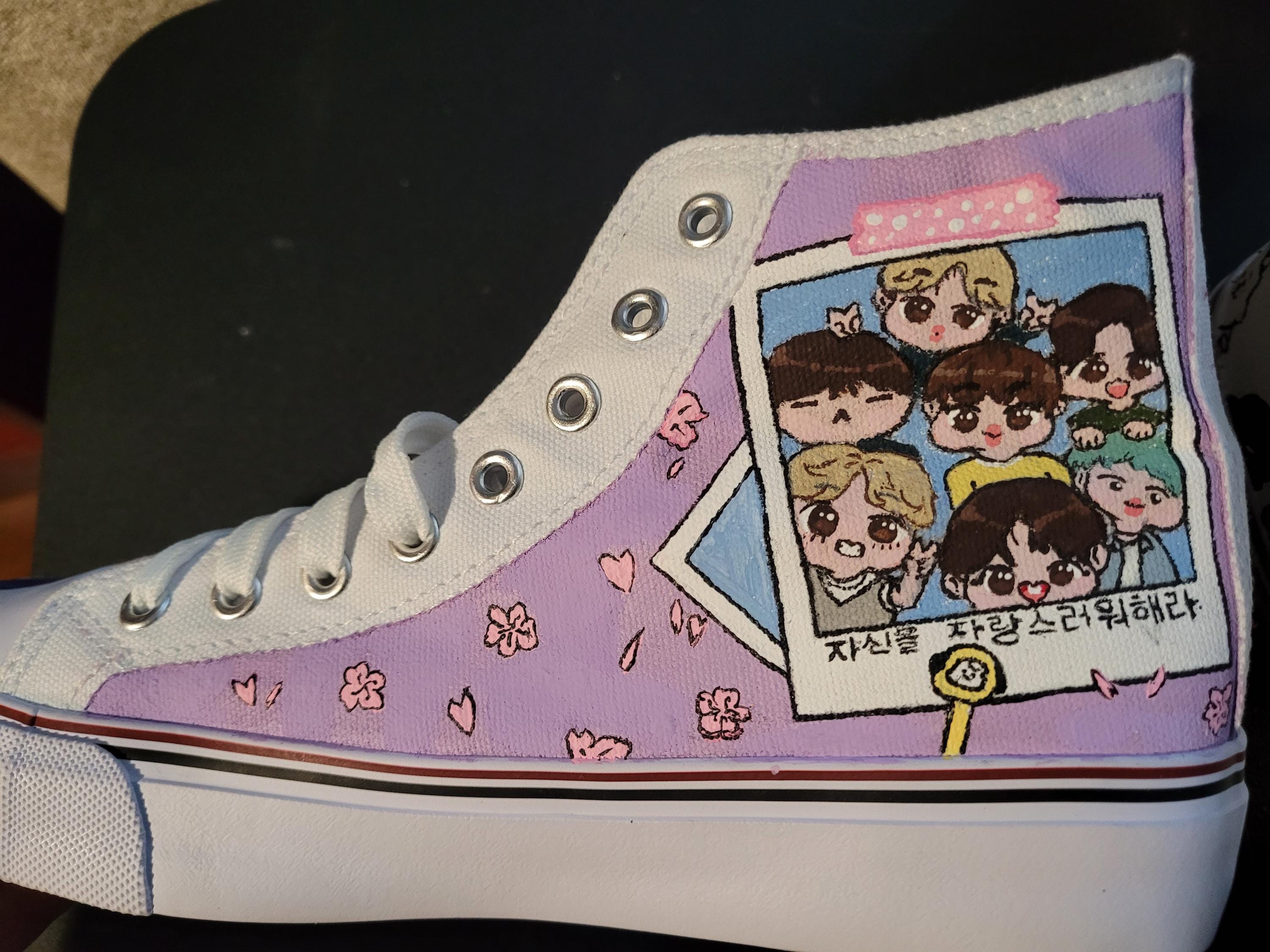 BTS Fandom Inspired Hand-painted Shoes! One-of-a-kind, Unique and Ready ...