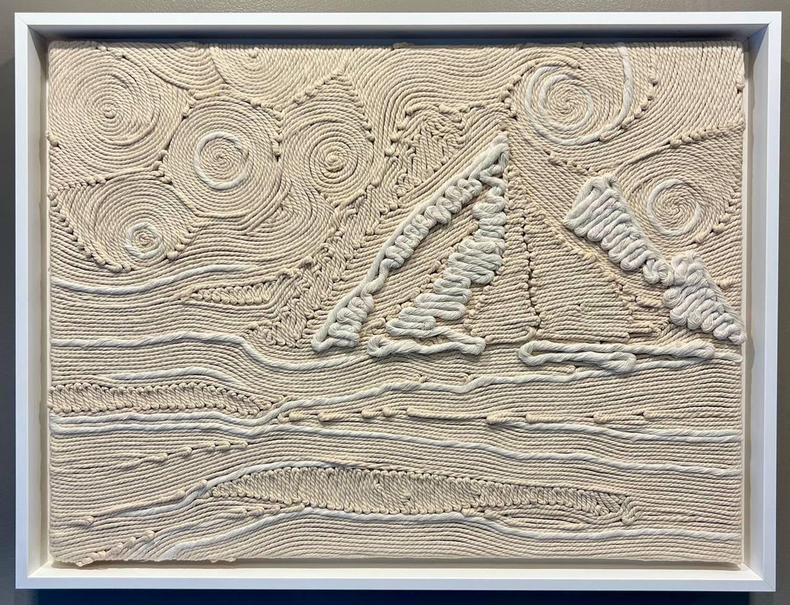 Handcrafted Cotton Cord Wall Panel in a Deep White Frame. Unique and ...