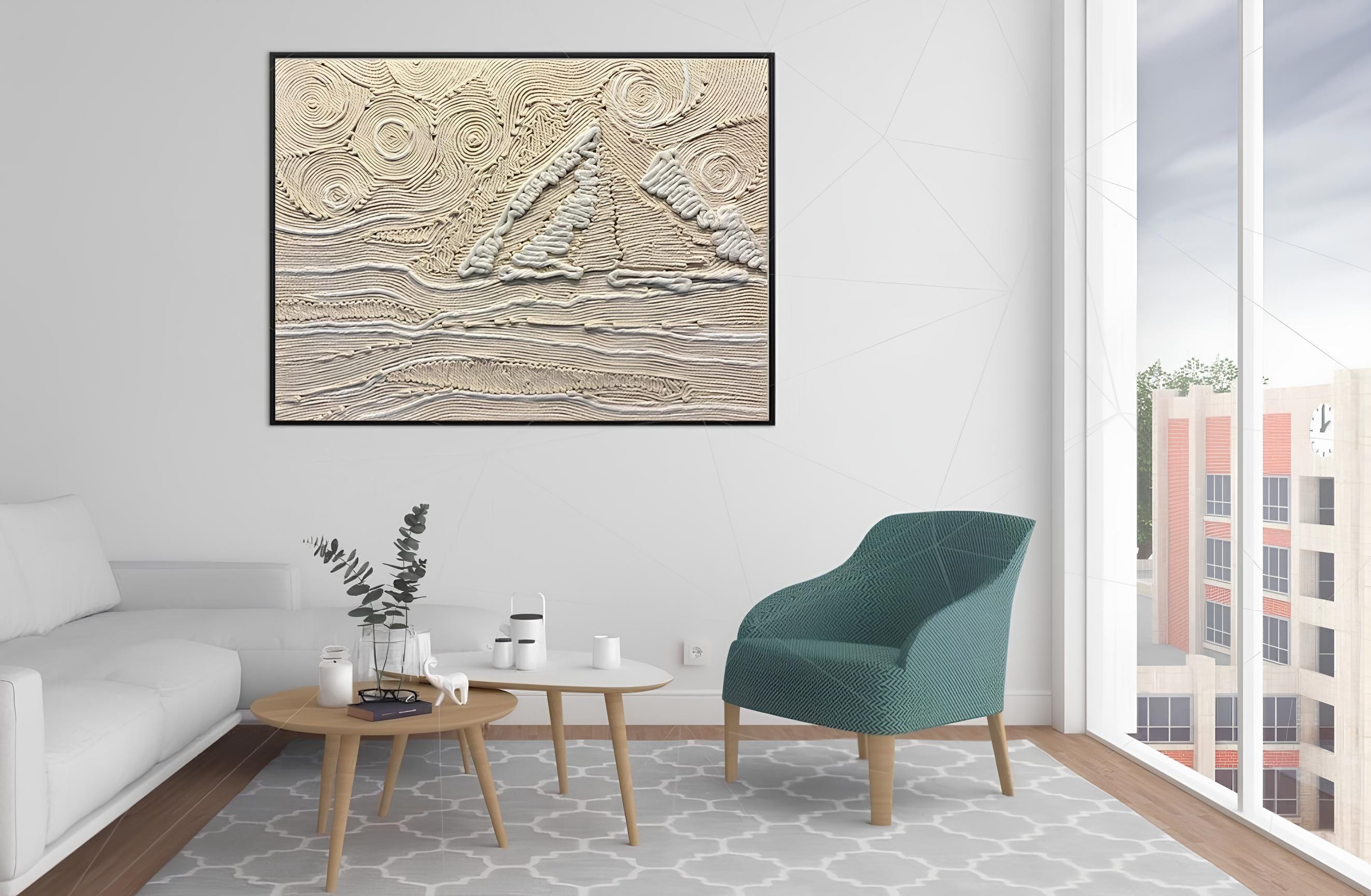 Handcrafted Cotton Cord Wall Panel in a Deep White Frame. Unique and ...
