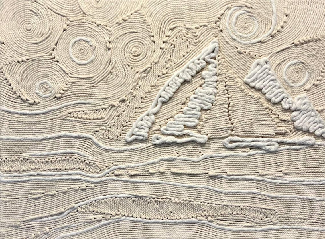 Handcrafted Cotton Cord Wall Panel in a Deep White Frame. Unique and ...