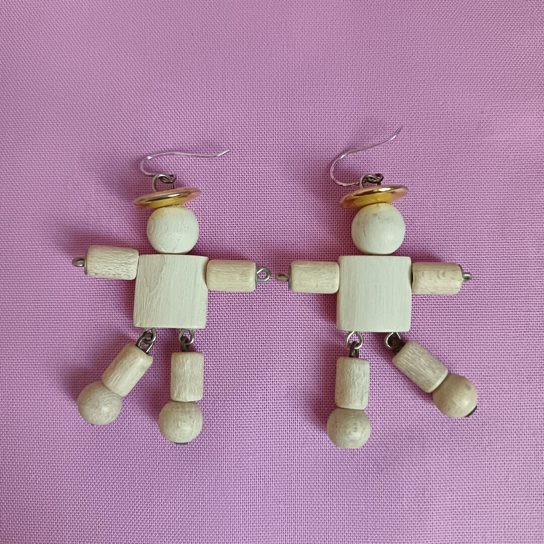 Aarikka Design Vintage Wooden Piccolo Earrings With Silver Hooks. - Etsy
