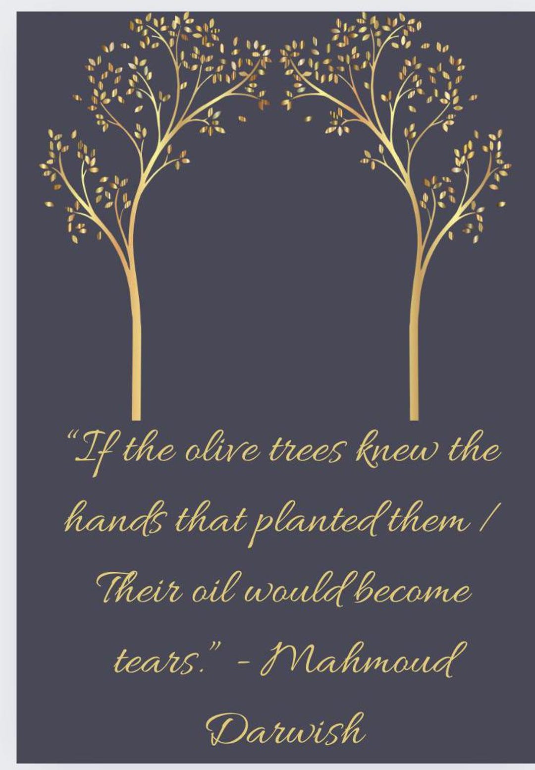 Olive Tree, Palestine, Poem, Mahmoud Darwish - Etsy