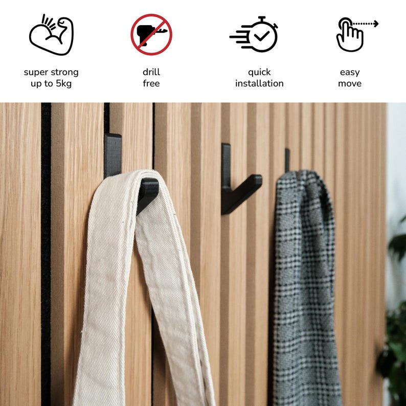 Black Rack Acoustic Panel Hooks, 3D Printed Decorative Hangers for ...