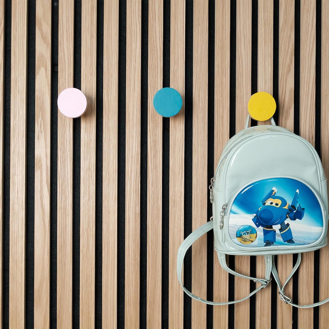 Colorful Acoustic Panel Hooks, Round Wooden Hooks for Wall Panel ...