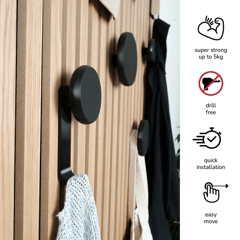 Acoustic Panel Hooks Black Rack, Decorative Panel 3D Printed, Acoustic ...