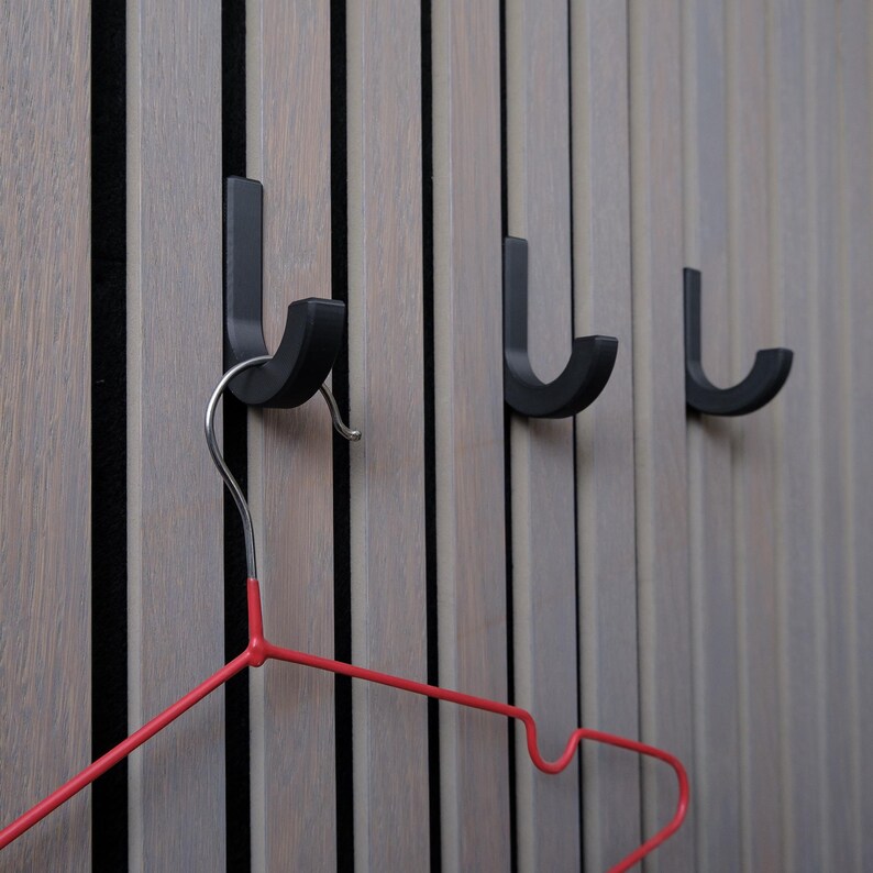 Modern Acoustic Panel Hooks Black Rack, 3D Printed Decorative Hangers ...