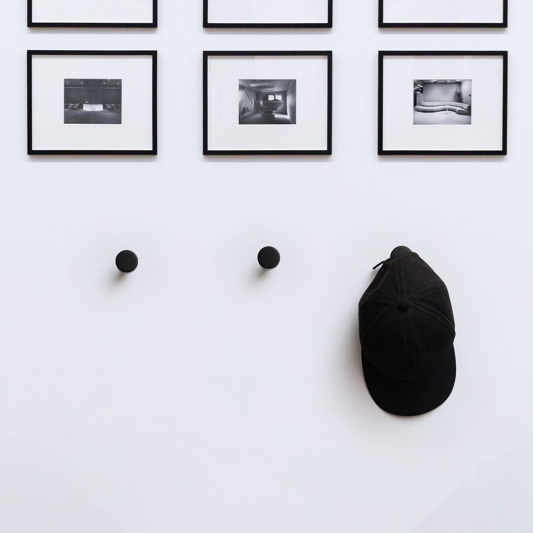 Black Round Wall Hooks, MDF Wall Hooks, Modern Coat Hooks, Decorative ...