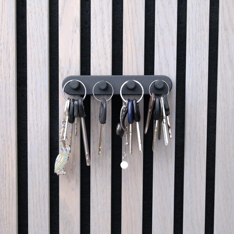Slat Wall Key Holder for Acoustic Panels, Minimalist Key Rack for Wood ...