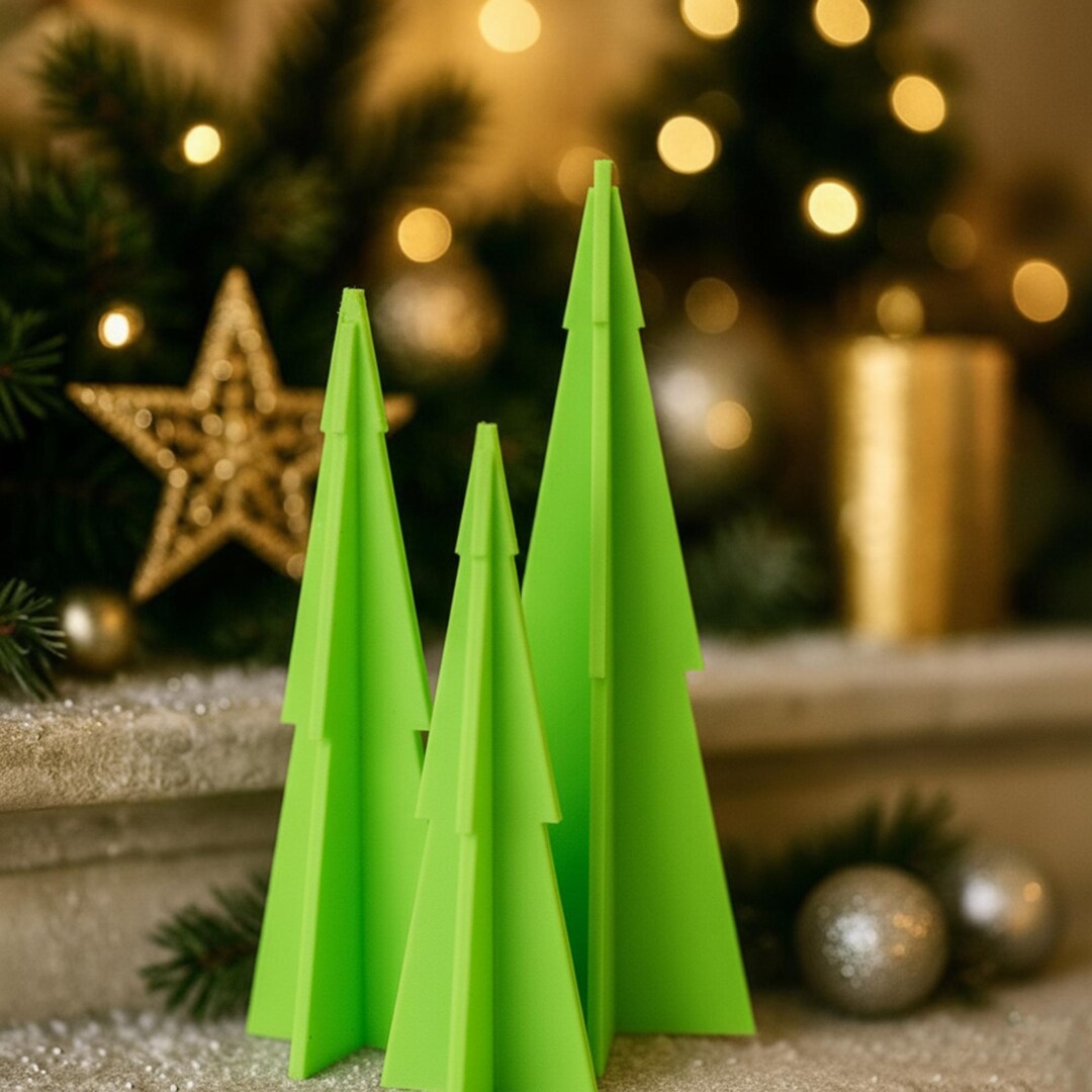 Slotted 3D Christmas Tree Set (3-piece) | Modern Minimalist Winter ...