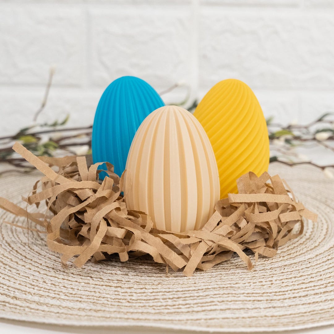 3d-printed Ribbed Egg, Decorative Plastic Egg, Stylish Easter ...