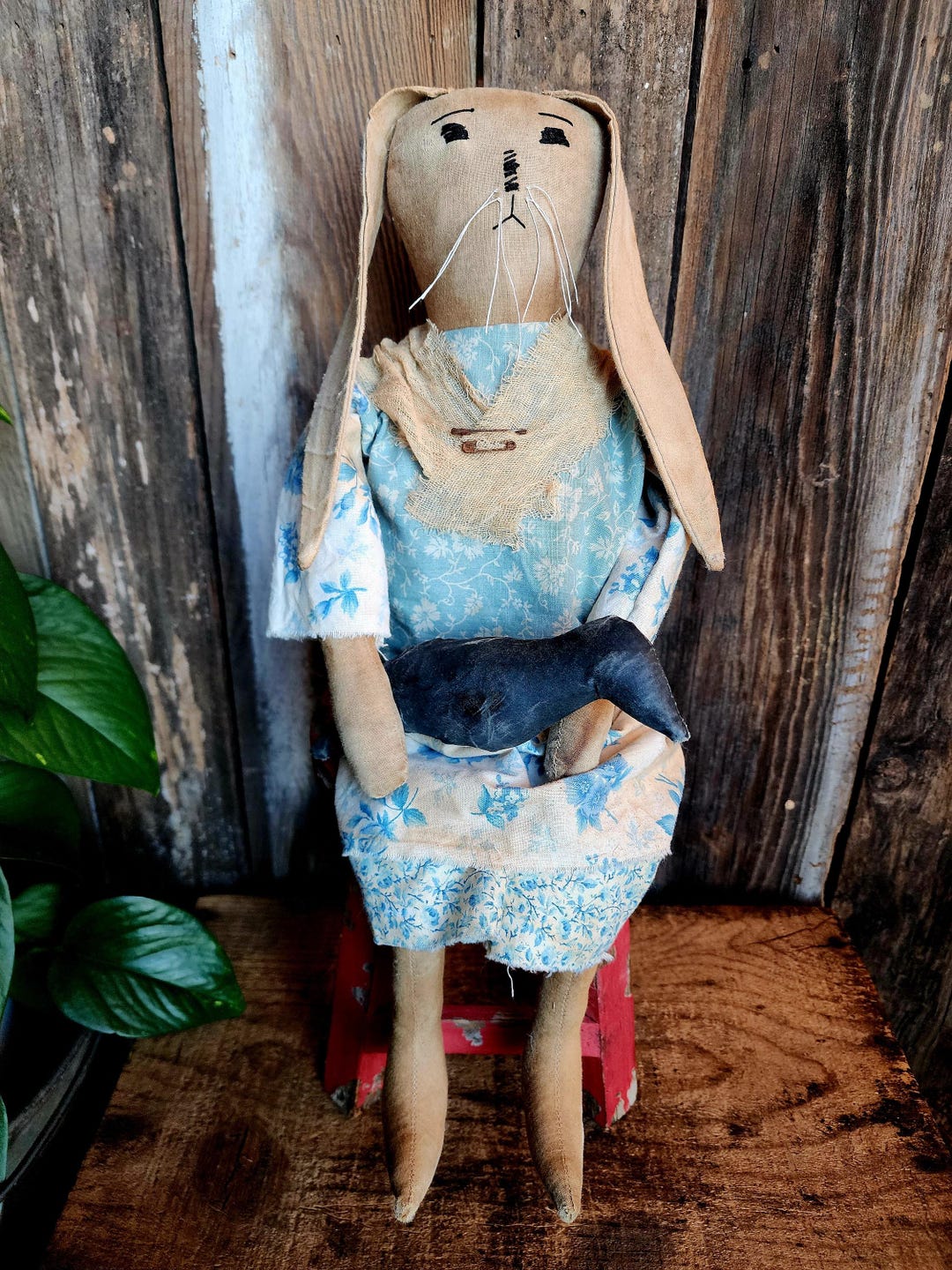 Primitive Grungy Bunny, Spring Bunny Doll, Folk Art Decor - Etsy