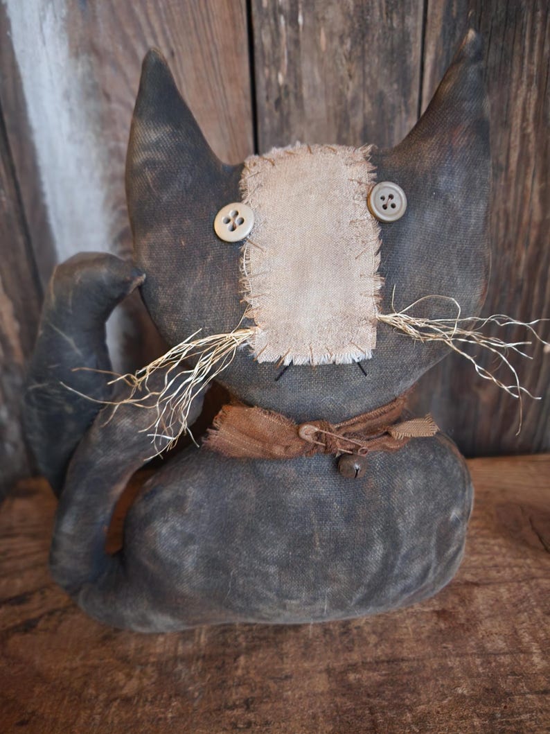 Primitive Black Cat Doll/sitter - Etsy