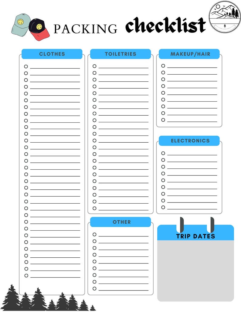 Travel Packing List Printable, Ultimate Packing Checklist, Vacation ...