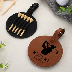 Personalized Golf Bag Tag, Engraved Leather Golf Bag Tag With Golf Tees ...