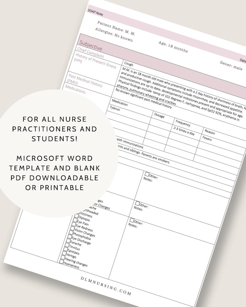 Essential SOAP Note Template for Health Professionals (MS Word Template ...