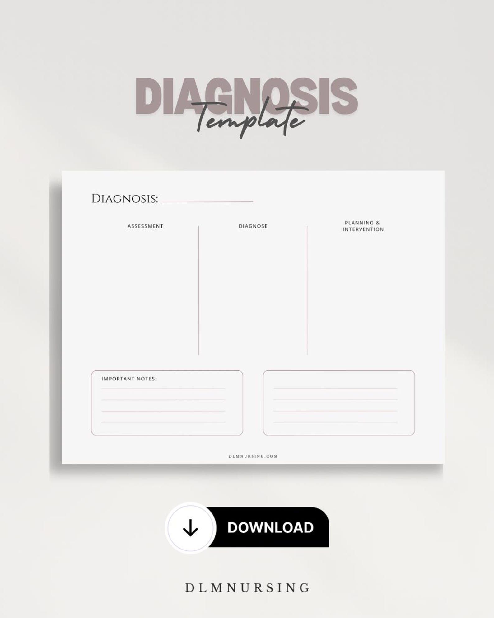 Comprehensive Nursing Diagnosis Note-taking Template (PDF Download) - Etsy