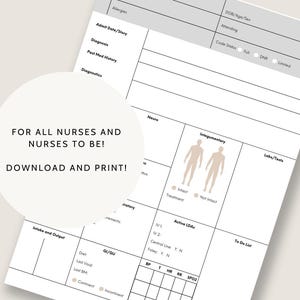 Nurses Comprehensive Assessment Sheet (PDF Downloadable) - Etsy