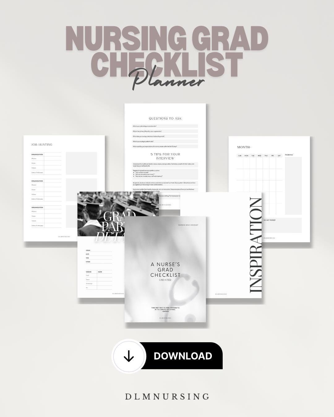 Nursing Graduation and Job Interview Checklist Planner PDF Downloadable ...