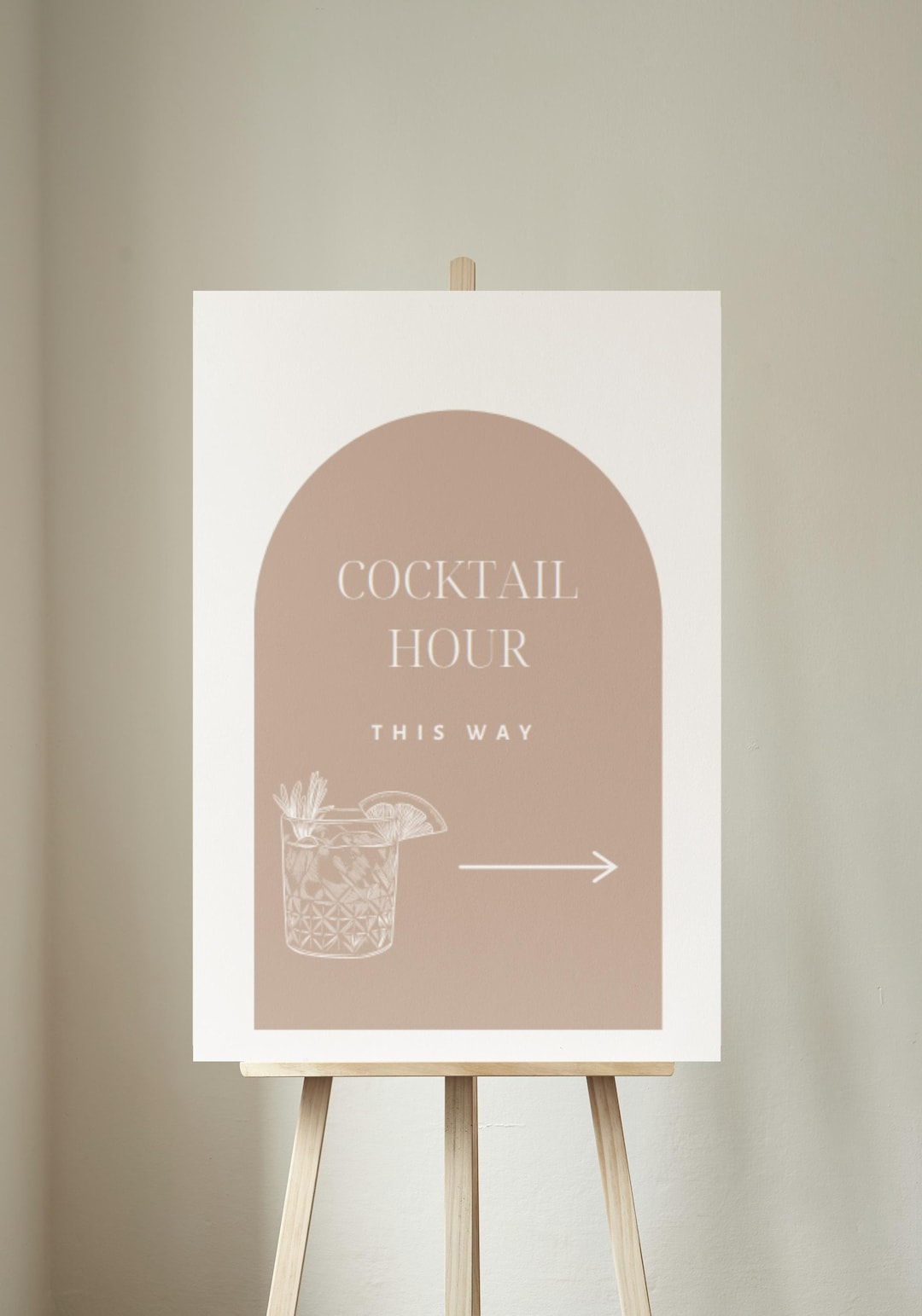 Printable Cocktail Hour Sign, Elegant Wedding Cocktail Hour Sign, Beige ...