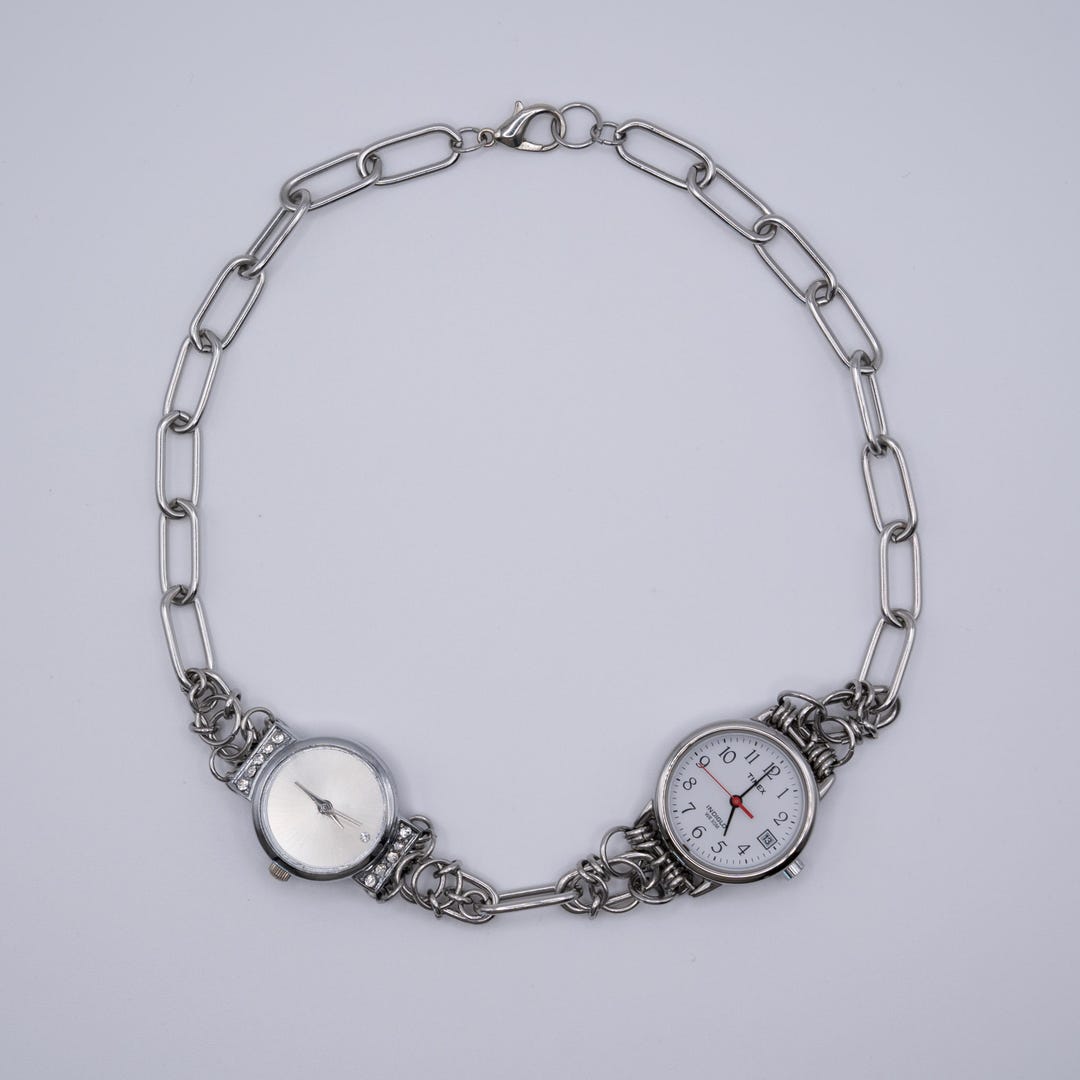 Silver Double Chainmail Watch Choker - Etsy