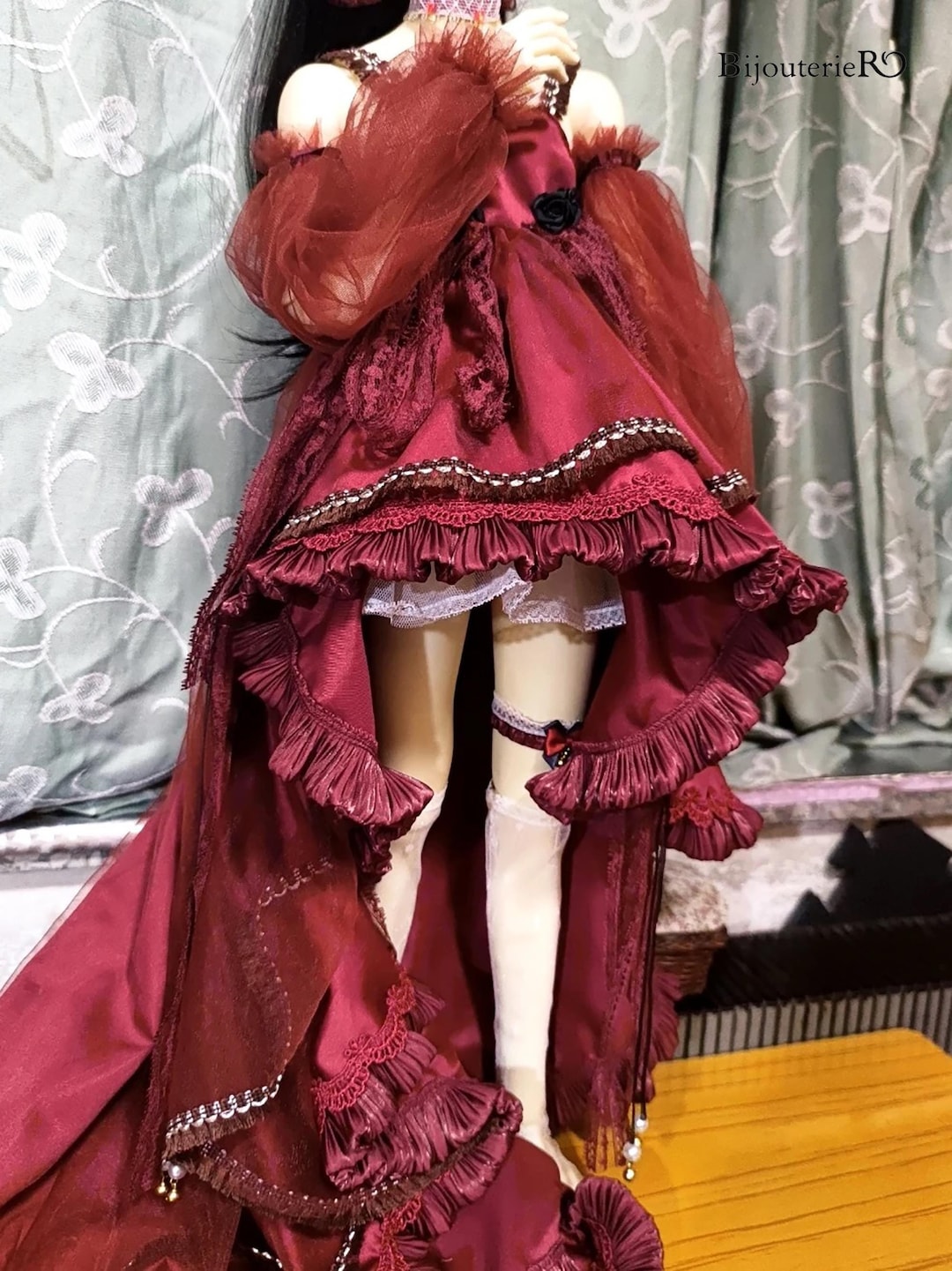 Exquisite Gala Gown for 1/3 & 1/4 BJD Dolls - Elegance in Wine Red ...