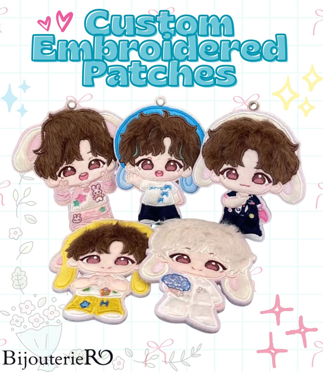 Custom Anime/oc/idol/pet Embroidered Patches Commission: 10CM Patches ...