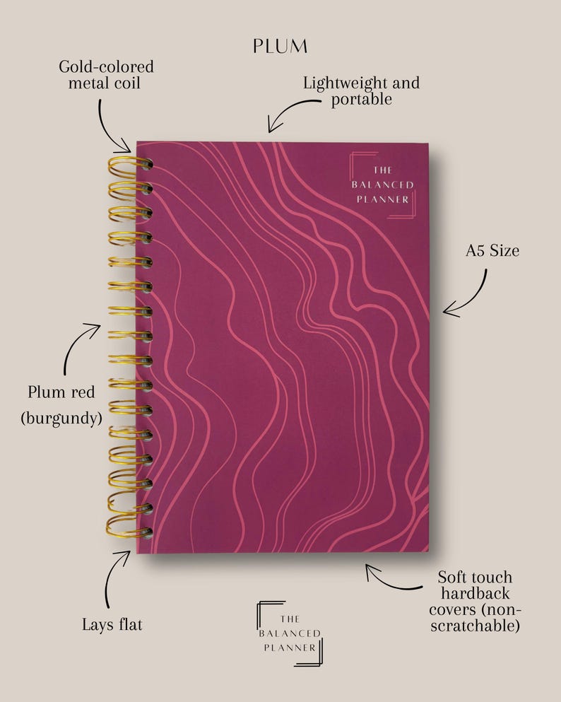 The Balanced Planner: A5 Size | Undated Wire Coil Daily Planner for ...