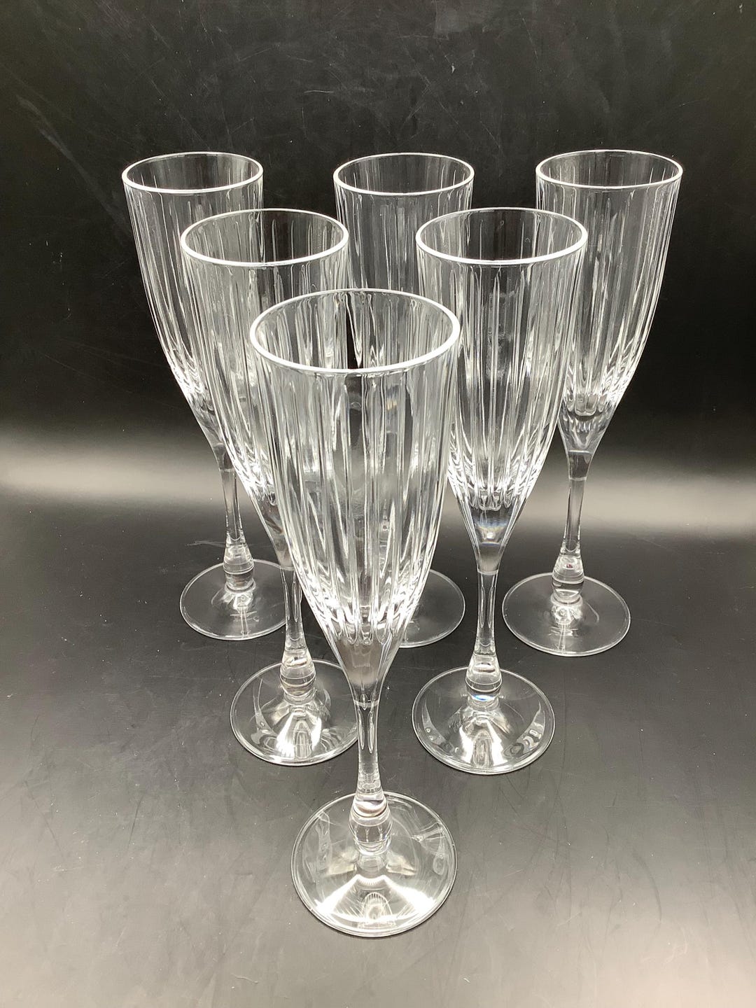 ONEIDA RCR Royal Crystal Rock SOLARIS Pattern Champagne Flutes Set of 6 ...