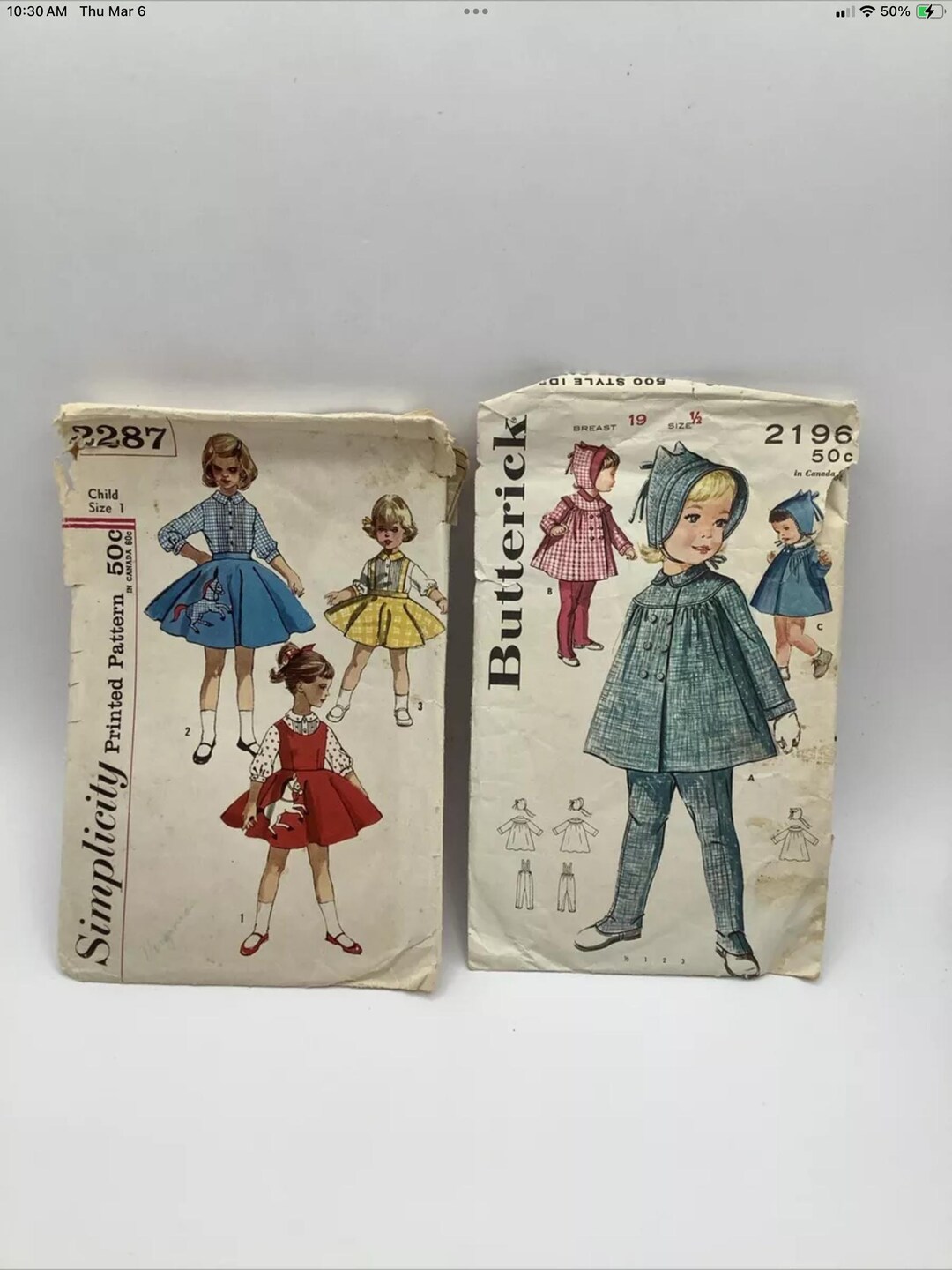 Girls Vintage Used Sewing Patterns Lot of 2 1960 70s & 80s High ...