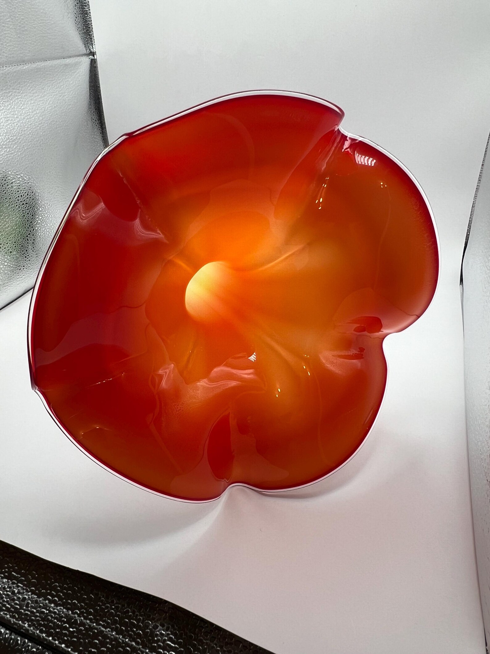 MURANO Style Trumpet Tulip Glass Vase Vintage Italian Hand Blown Rim ...