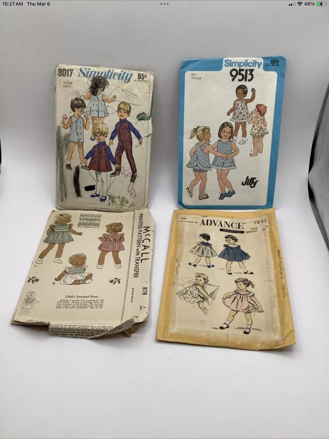 Girls Vintage Used Sewing Patterns Lot of 4 1960 70s & 80s High ...