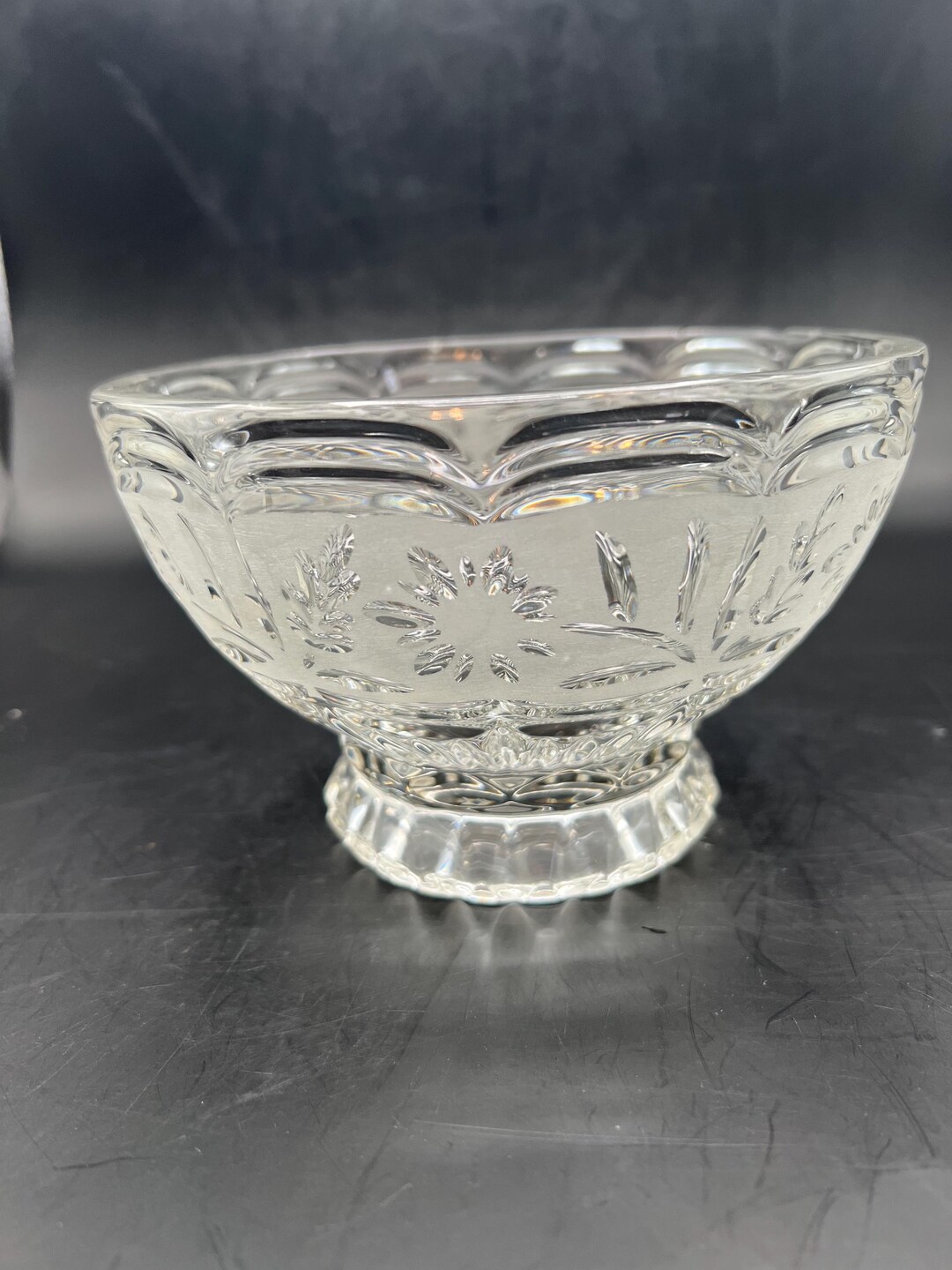 Heavy Vintage Lead Crystal Kristal Zajecar Yugoslavia Floral Frosted ...