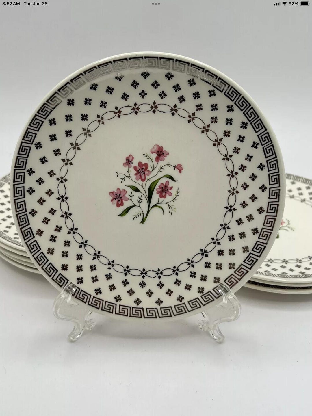 Set of 9, 5 Snack Plates and 4 Cup Saucers Cunningham and Pickett Hand ...