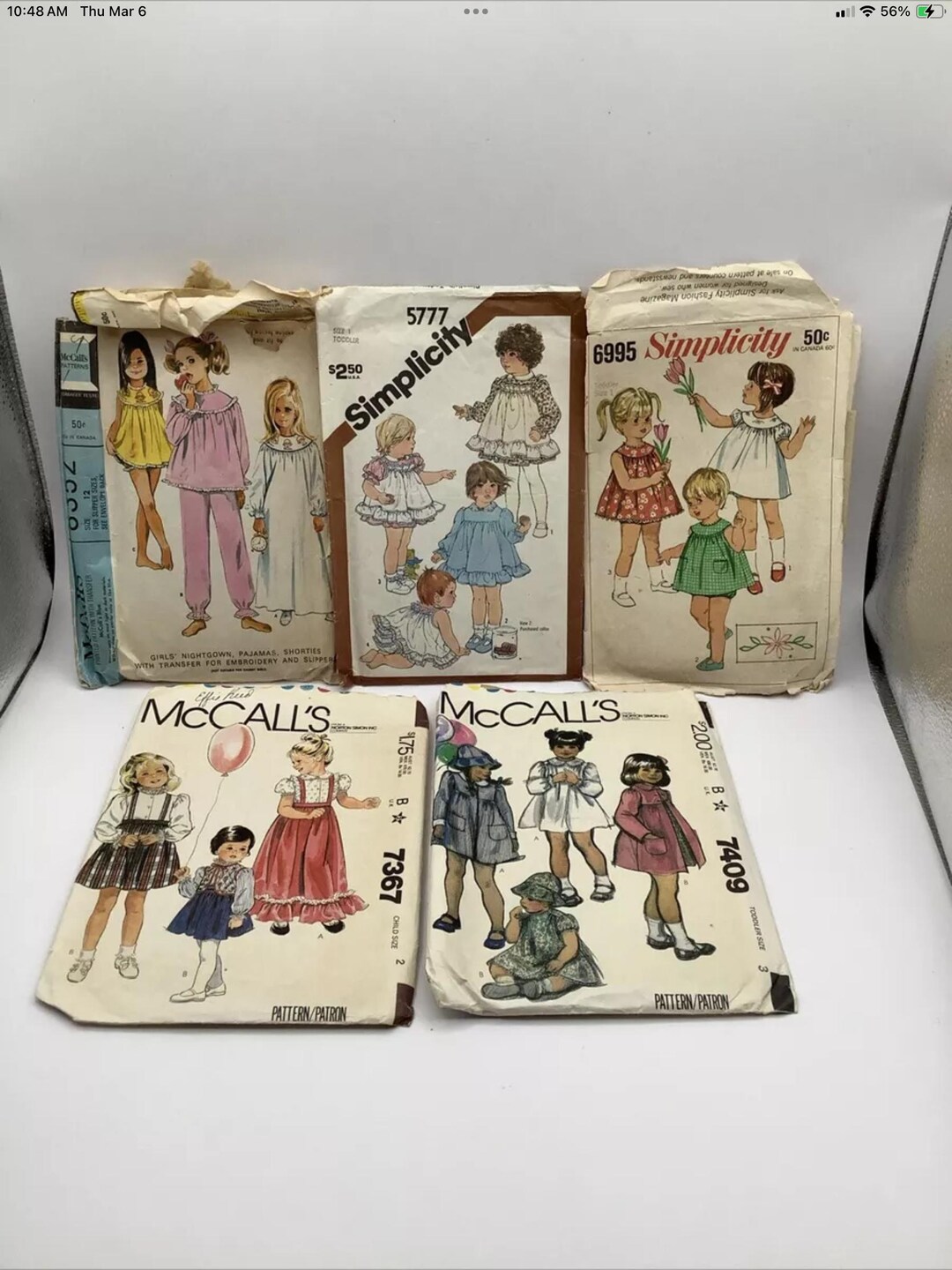 Children and Toddler Sewing Patterns Lot of 5 Used Vintage 1960s 70s ...