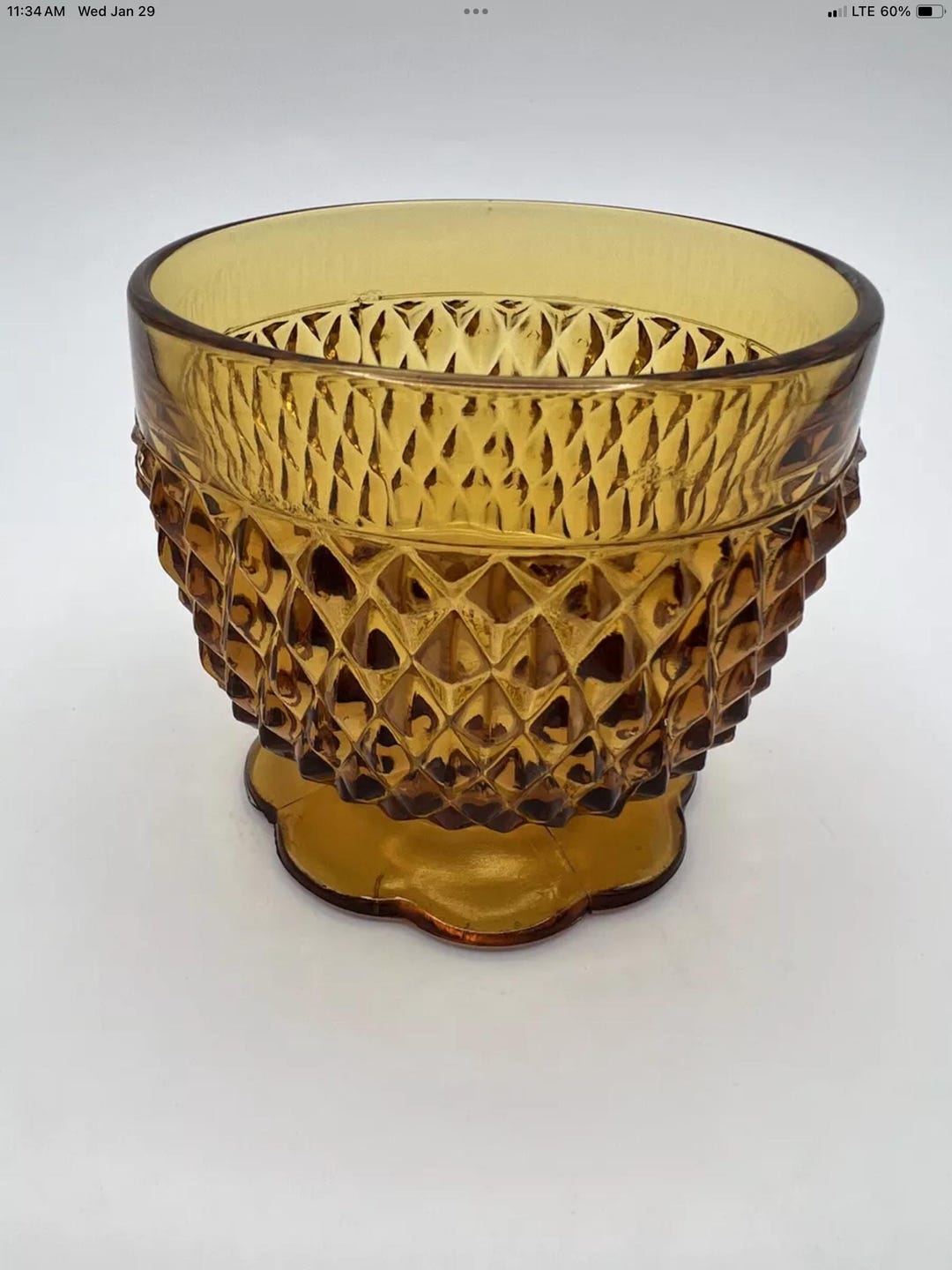 Vintage Open Sugar Amber Indiana Glass Diamond Point Discontinued - Etsy