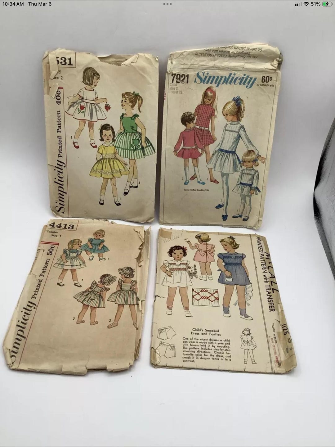 Girls Vintage Used Sewing Patterns Lot of 4 1960 70s & 80s High ...