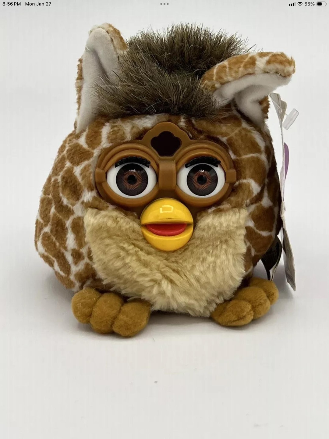 Furby Buddies 1999 Happy Sleep Giraffe Brown Eyes Beanie Plush Toy Tag ...