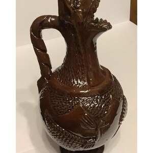 19th to 20th Century Majolica Pitcher Pottery Garuda Bird Bat Dragon ...