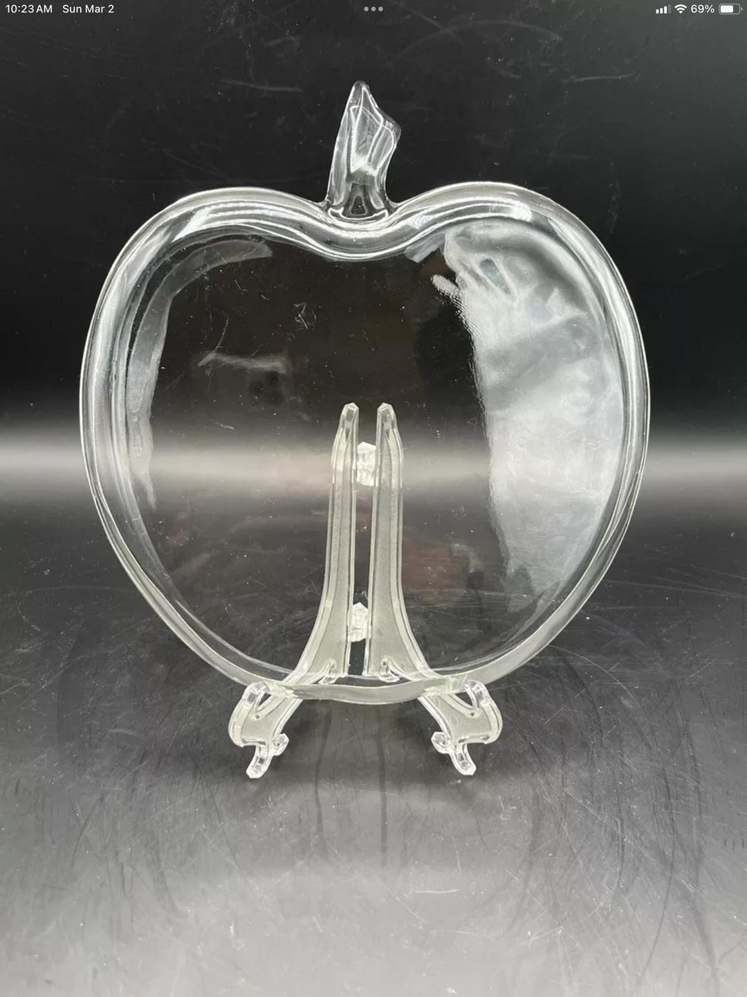 Vintage Clear Glass Apple Shaped 8" Snack Salad Lunch Plates Set of 6 ...