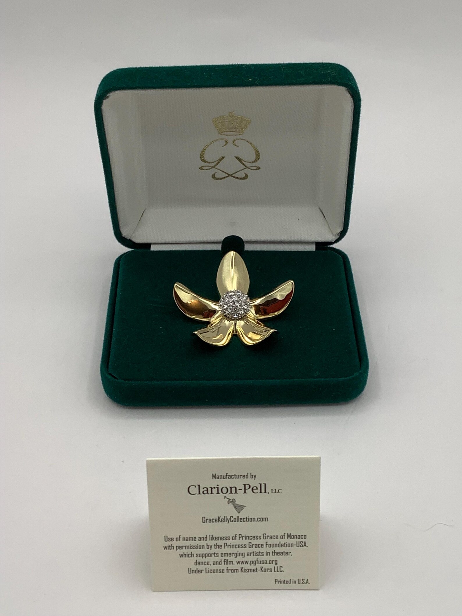 Clarion-pell Princess Grace Kelly of Monoco Floral Rhinestone Lapel Pin ...