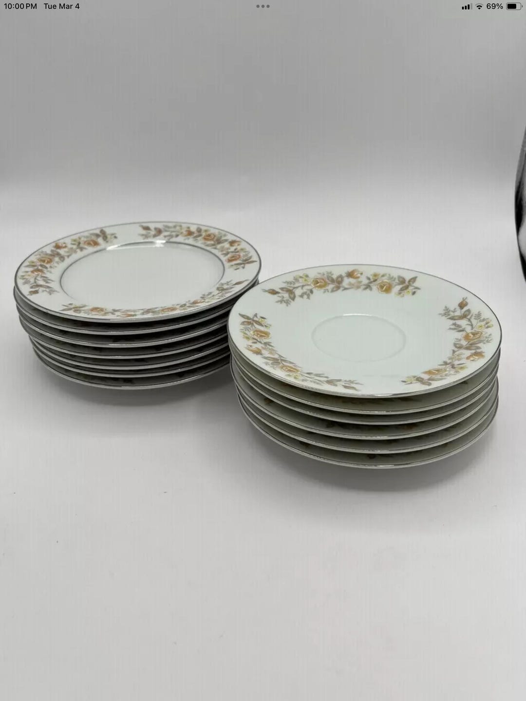 7 Carlton China 6 1/4” Side Plates & 6 Cup Saucers Floral Pattern Japan ...