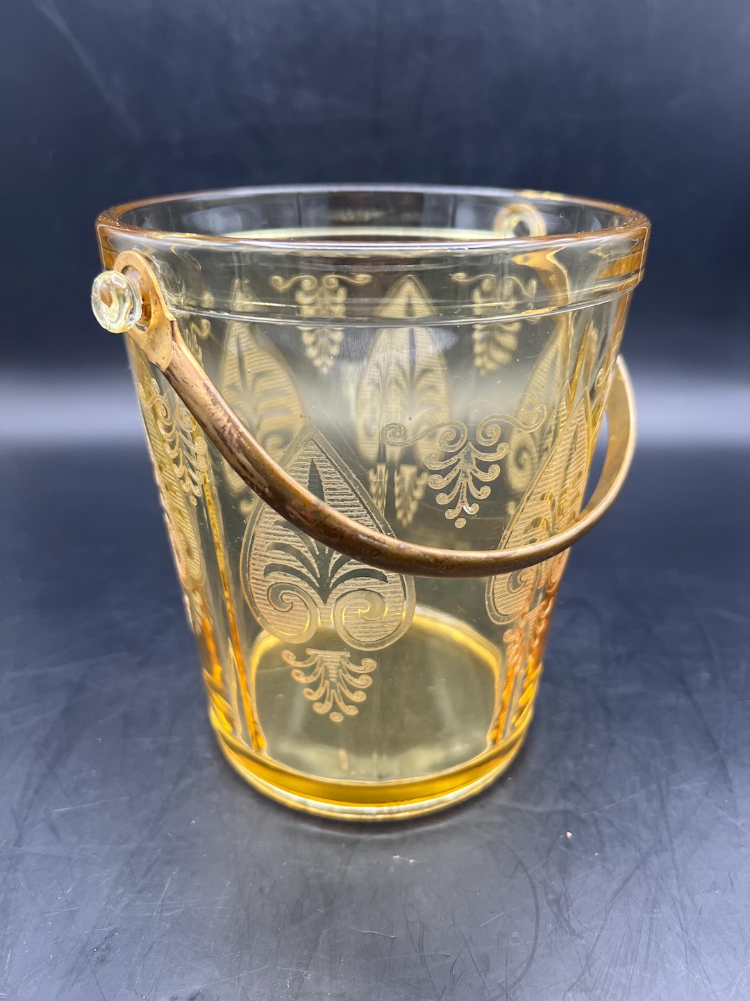 Fostoria June Topaz 6" Ice Bucket W/ Detachable Handle Etched Blown ...