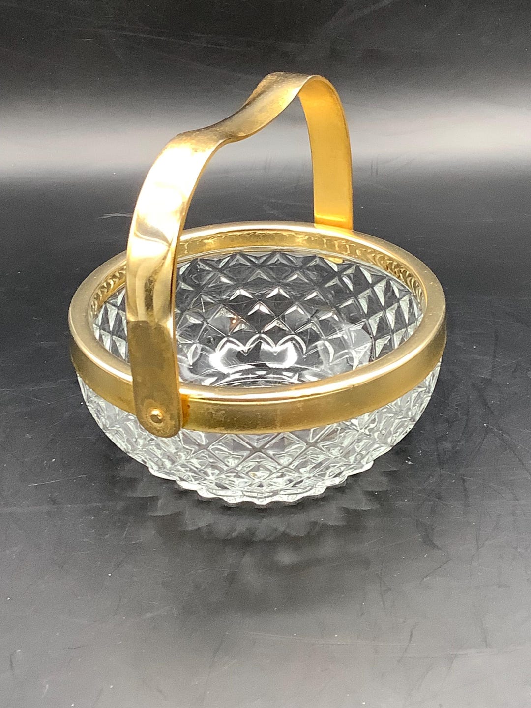 Vintage Walther De Luxe German Cut Glass Fruit Bowl W Gold Rim and ...