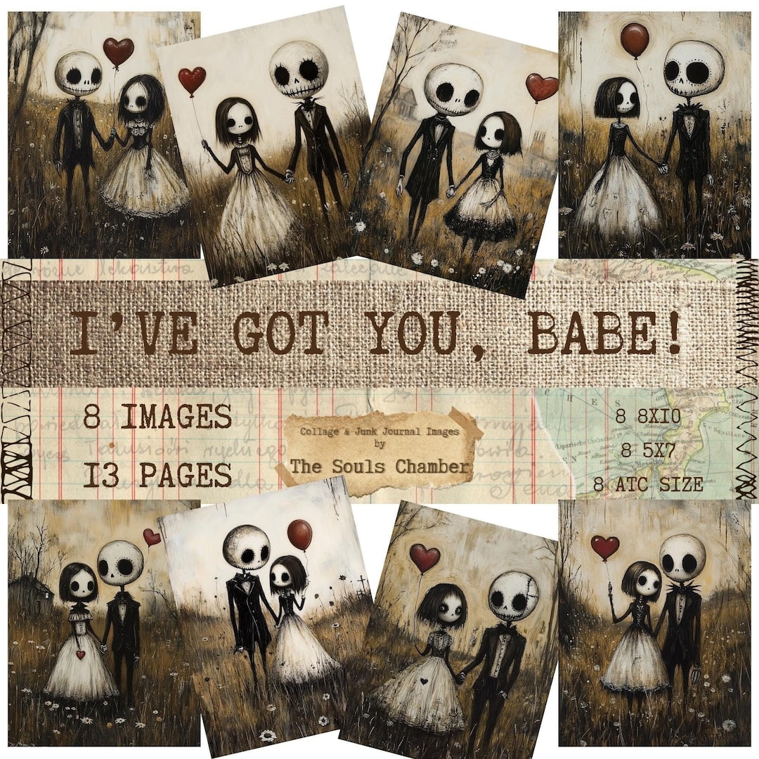I've Got You Babe Jack and Sally Tim Burton Inspired Junk Journal ATC ...
