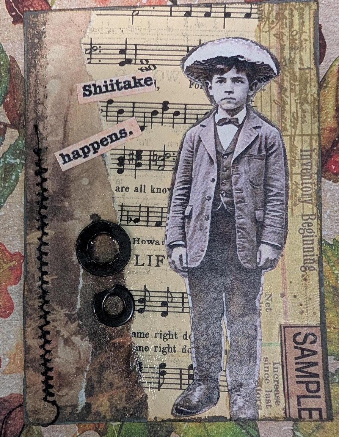 SHIITAKE HAPPENS Mushrooms Mycology Humor ACEO Ooak Artist Trading Card ...