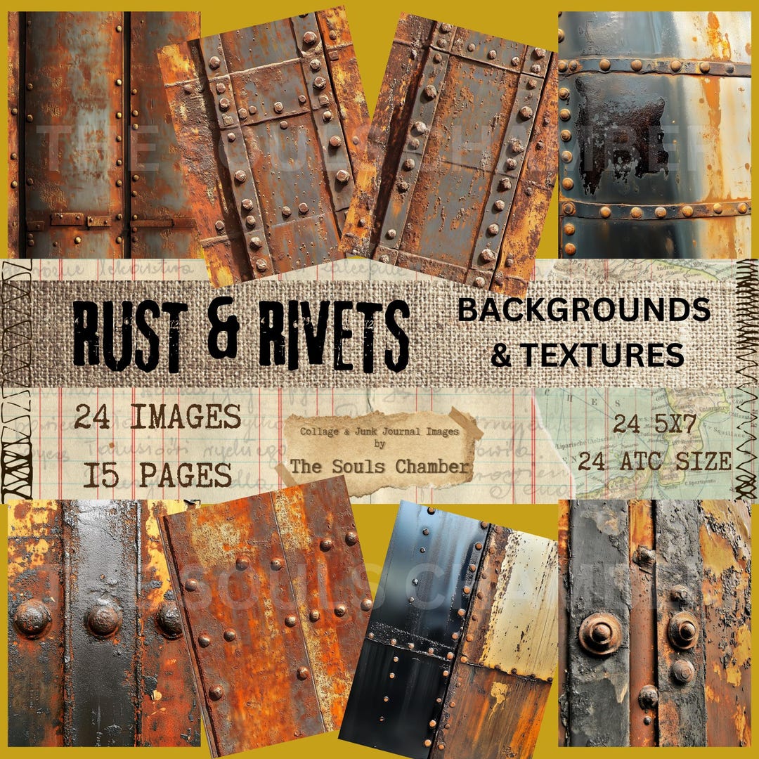 Rust Rivets Texture: Urbex Steampunk Printable Pages (digital Download ...